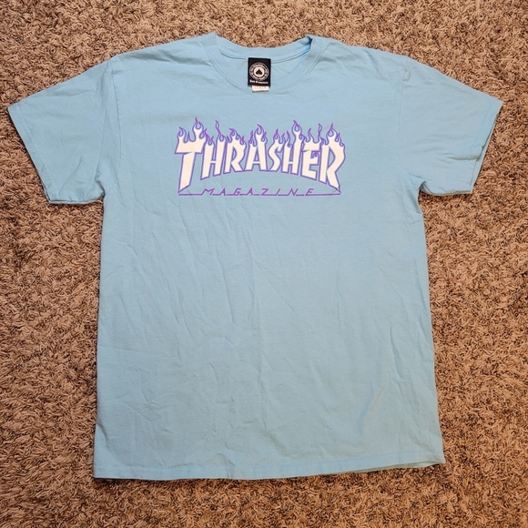 Thrasher | Shirts | Thrasher Magazine Blue Purple Flames Large | Poshmark